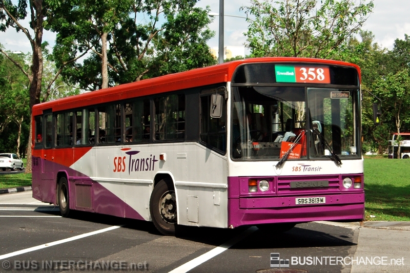 Bus 358 SBS Transit Scania N113CRB SBS3613M Bus Interchange