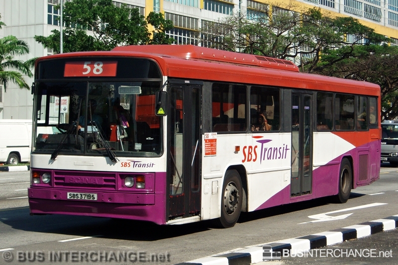 Bus 58 SBS Transit Scania N113CRB SBS3719S Bus Interchange